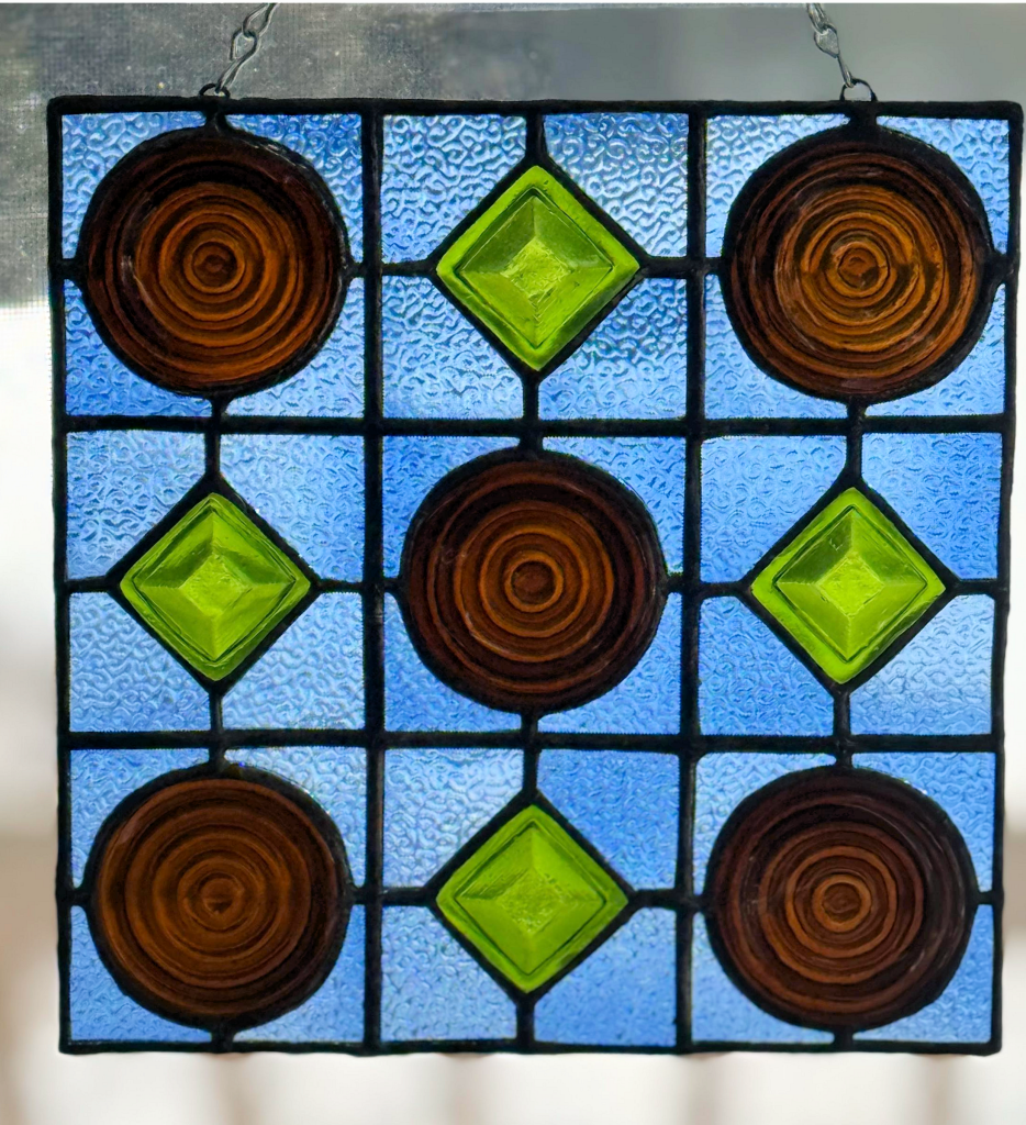 Beer Bottle Bottom Recycled Glass Window Panel - Holli Boyle Stained Glass